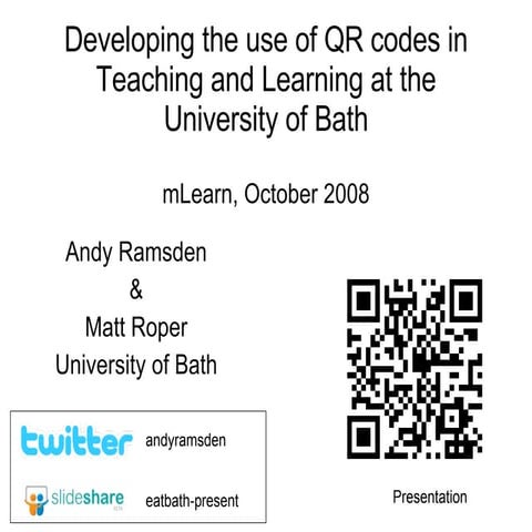 Developing the Use of QR Codes in Teaching and Learning at the ...