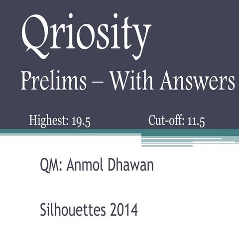 Qriosity (General Quiz) - Prelims With Answers, Silhouettes 2014, AFMC ...