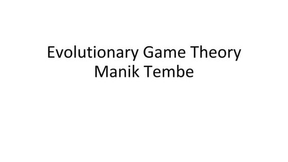 Game theory- models and strategies in evolution | PDF