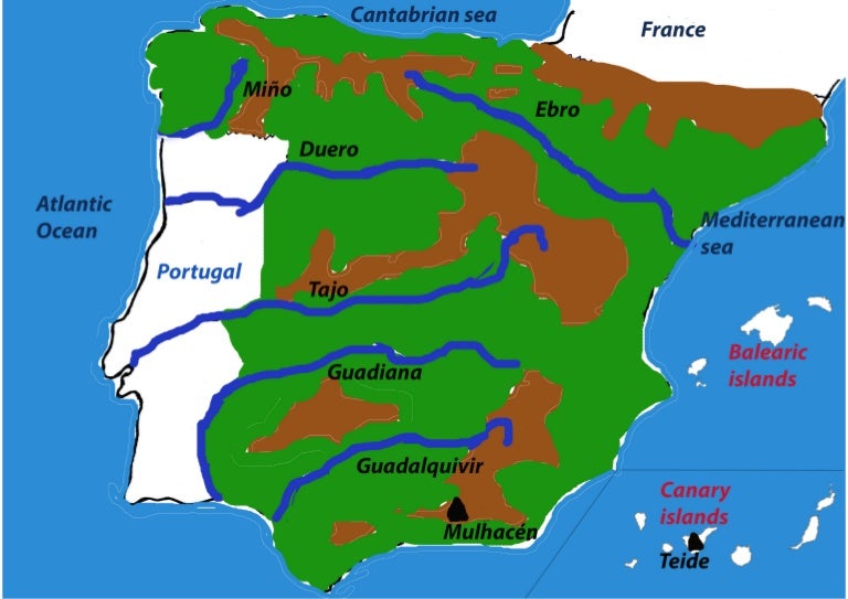 Spain Physical Map spain-physical-map