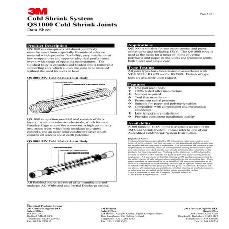QS1000 3M Cold Shrink Joints - Cold Shrink System - High Voltage Cable ...
