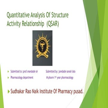 QSAR.pptx quantitative Analysis Of Structure Activity Relationship | PPTX