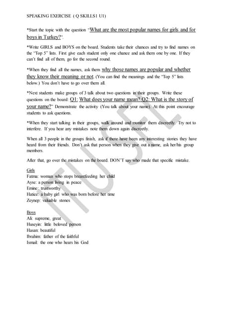 Q skills unit_1_speaking_activities | PPTX