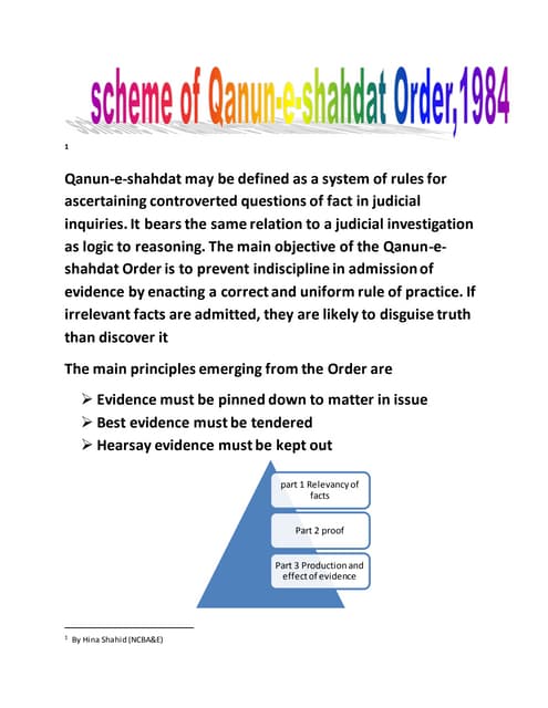 Qanun-e-Shahadat Order: Analysis of Basic Principles | PPT | Islam ...