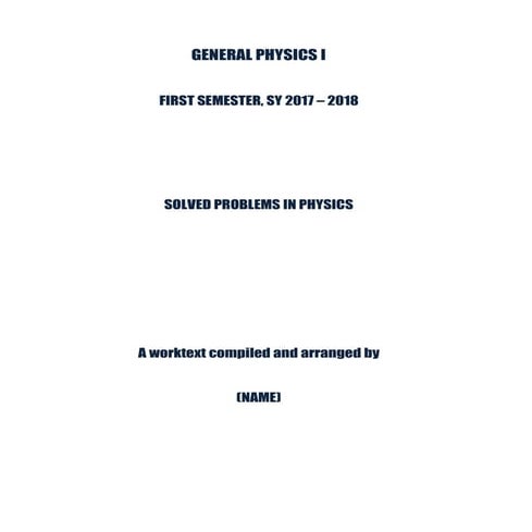 Workbook for General Physics I | PDF