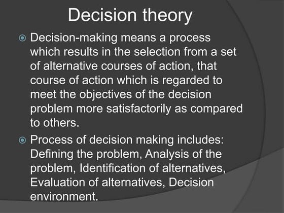 Decision making under condition of risk and uncertainty | PPTX