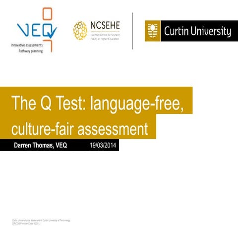The Q Test: language-free, culture-fair assessment | PPT
