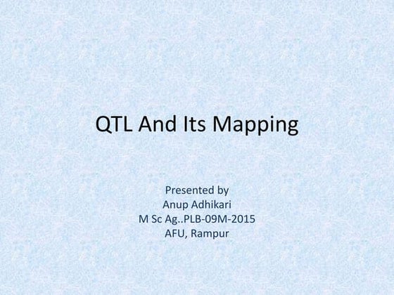 QTL MAPPING & ANALYSIS | PPT