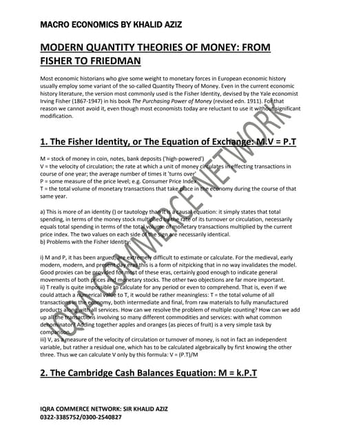 Quantity theory of money | PPTX | Business Accounting & Finance | Business