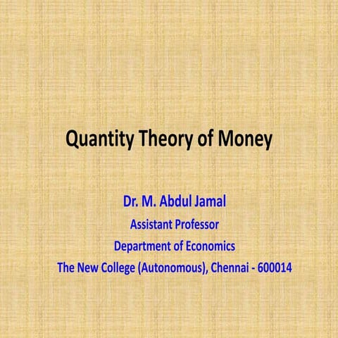 Quantity Theory of Money | PDF