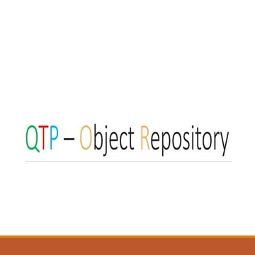 Qtp Object Repository Ppt