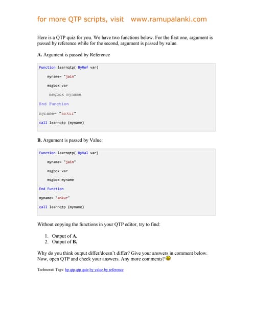 Qtp quiz for you | PDF Qtp quiz for you | PDF