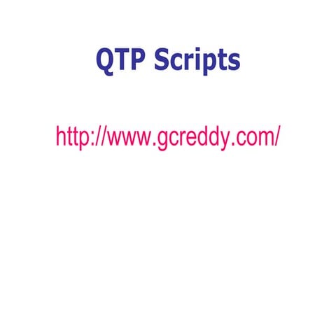 Qtp Scripts Ppt