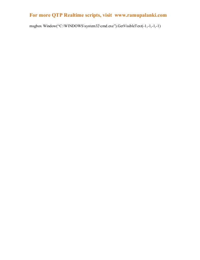 Qtp script to get command prompt data Qtp script to get command prompt data