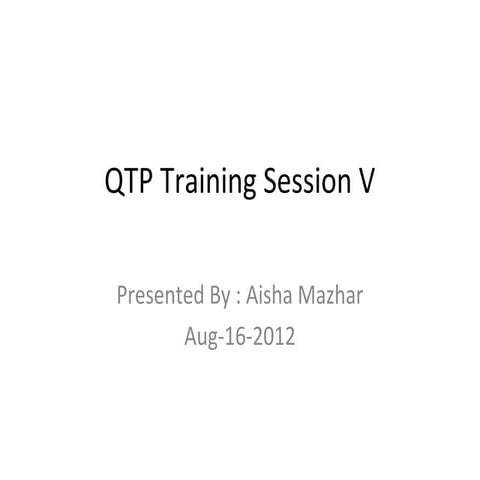 Qtp Training Session V Ppt