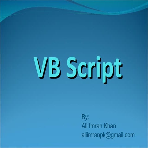 Qtp Vb Script Trainings Ppt 