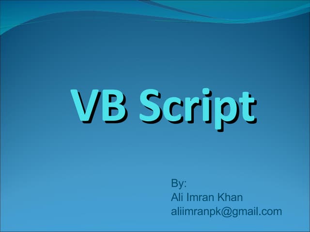 Qtp Vb Script Trainings Ppt