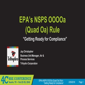 EPA’s NSPS OOOOa(Quad Oa) Rule | PDF