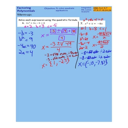 Quadratic Applications Pdf