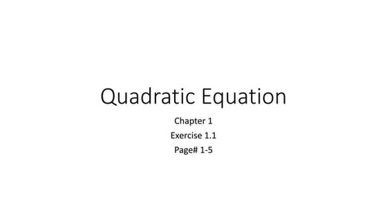 Quadratic equation | PPTX
