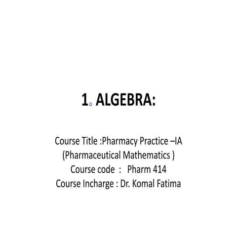 QUADRATIC EQUATIONS- PHARMACEUTICAL MATHEMATICS - 414.pptx