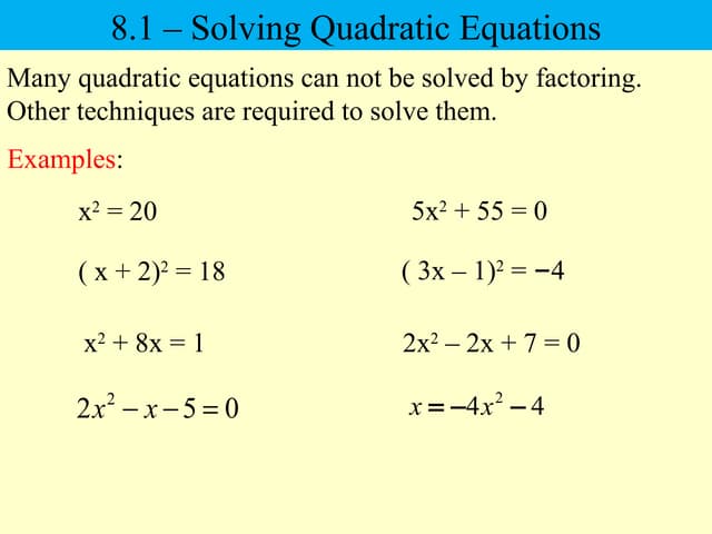 Quarter 1 - Illustrating and solving quadratic equations | PPTX