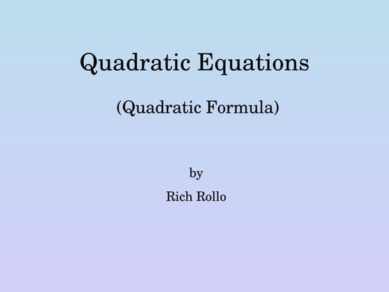 Quadratic equations | PPTX