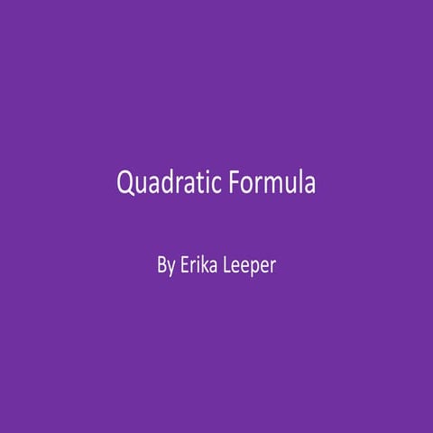 Quadratic formula powerpoint | PPT