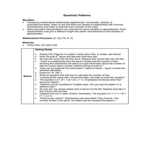 Quadratic patterns | DOCX