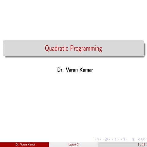 Quadratic Programming Tool Of Optimization Pdf Technology And Computing