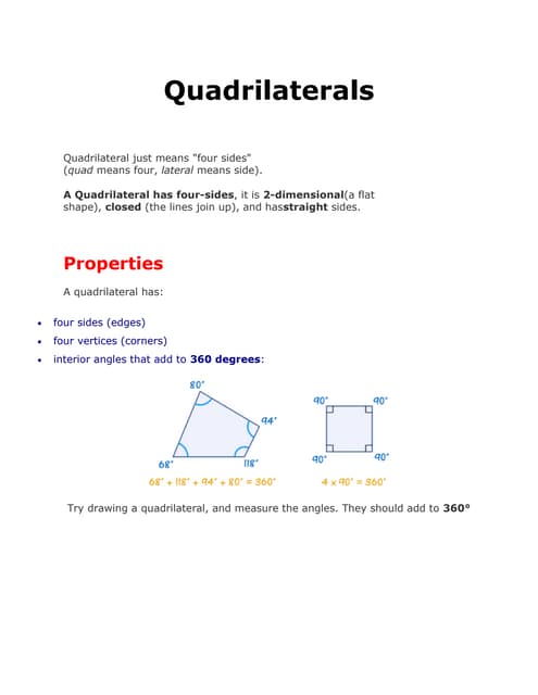Classifying quadrilaterals | PPT