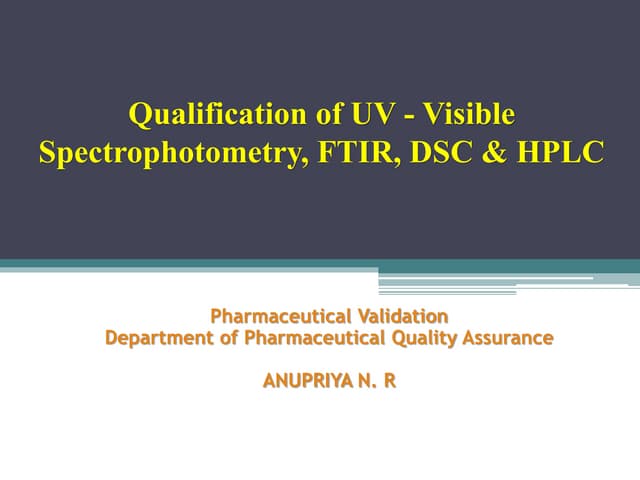 Calibration of uv visible spectrophotometer | PPTX | Chemistry | Science