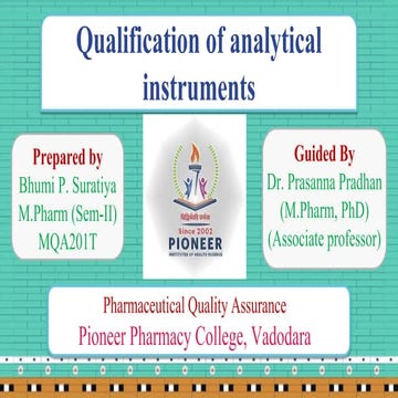 qualification of instrument(UV & FTIR) BY Bhumi Suratiya, M.Pharm sem 2 ...