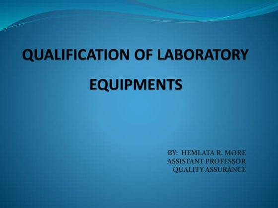 Analytical Instrument Qualification - USP chapter 1058 revision | PPT