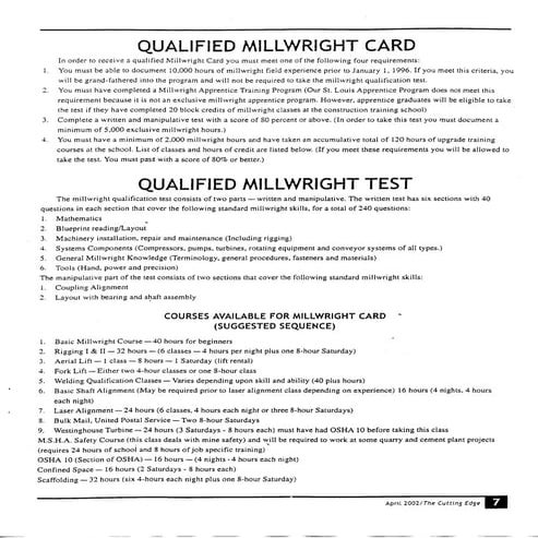 Qualified Millwright Qualifications | PDF