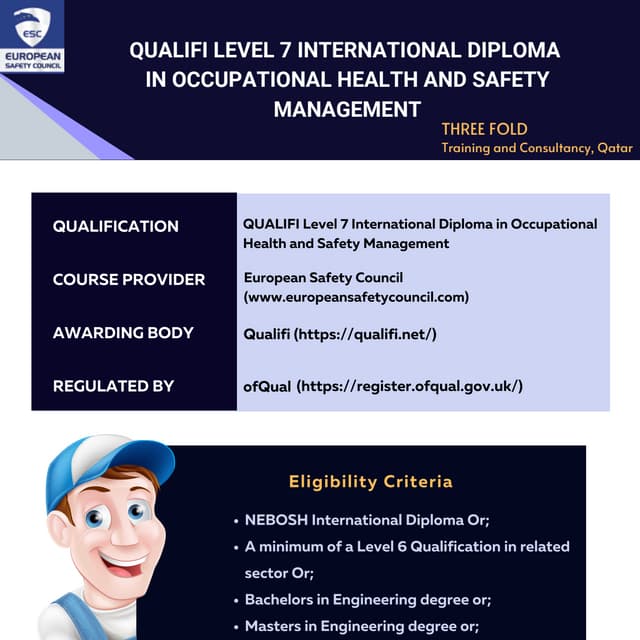 Qualifi level 7 international diploma in occupational health and safety ...