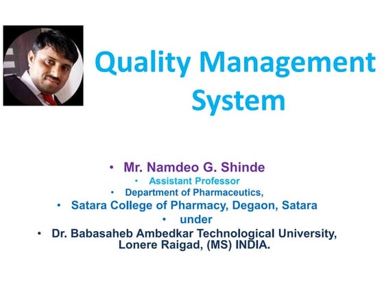 Quality Management Systems on SlideShare by Raj Kumar Mandal. | PDF ...