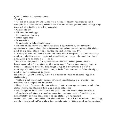 Qualitative DissertationsTasks· Visit the Argosy University o.docx