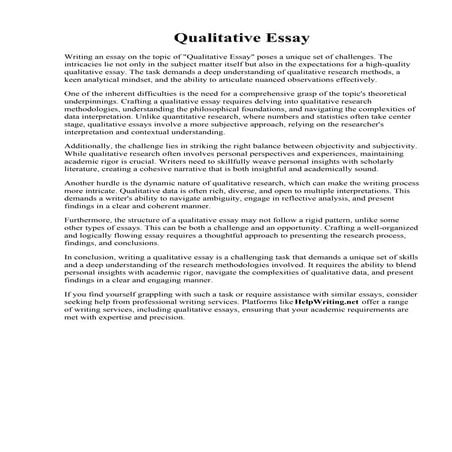 Qualitative Essay | PDF