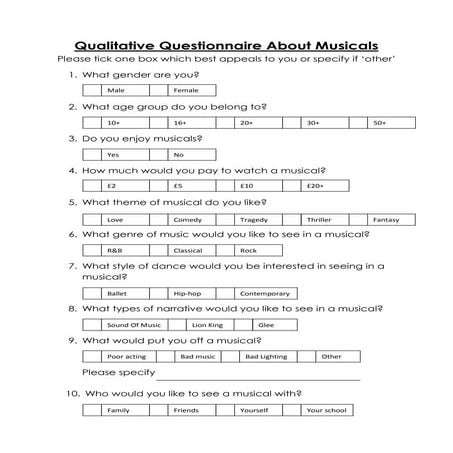 Qualitative Questionnaire About Musicals | DOCX