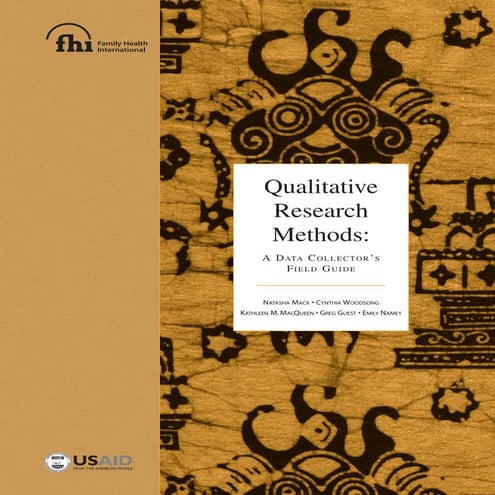 Qualitative research methods - a data collector's field guide | PDF ...