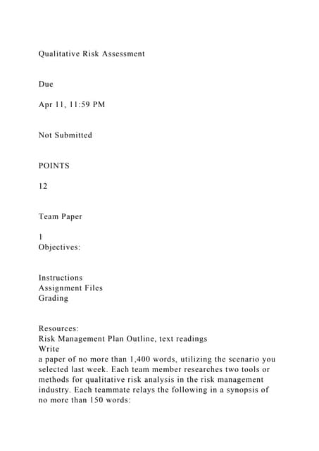 Qualitative Risk AssessmentDueApr 11 1159 PMNot Su docx qualitative-risk-assessmentdueapr-11-1159-pmnot-su-docx