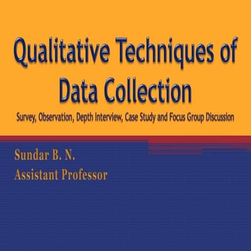 Qualitative Techniques of Data Collection - Survey, Observation, Depth ...