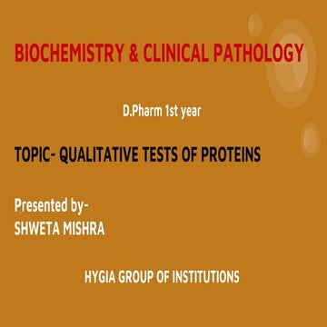 Qualitative tests of proteins, color reaction of proteins,biuret's test ...