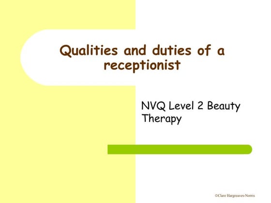 Chap 3 the receptionist | PPT
