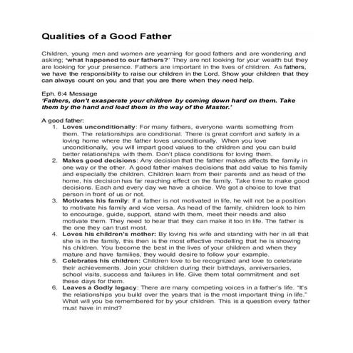 Qualities of a Good Father | DOCX