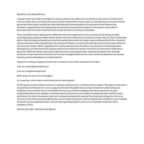 Qualities of a good writer | DOCX