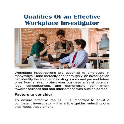 Qualities Of an Effective Workplace Investigator.pdf | Career Advice ...