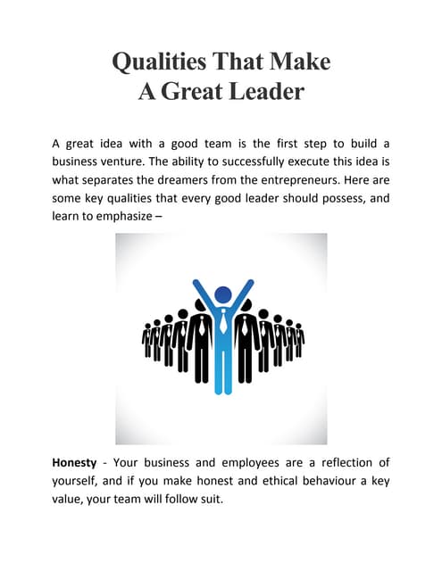 Qualities Of A Good Leader | PPT