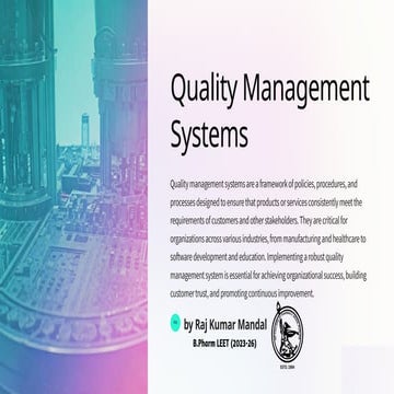 Quality Management Systems on SlideShare by Raj Kumar Mandal. | PDF